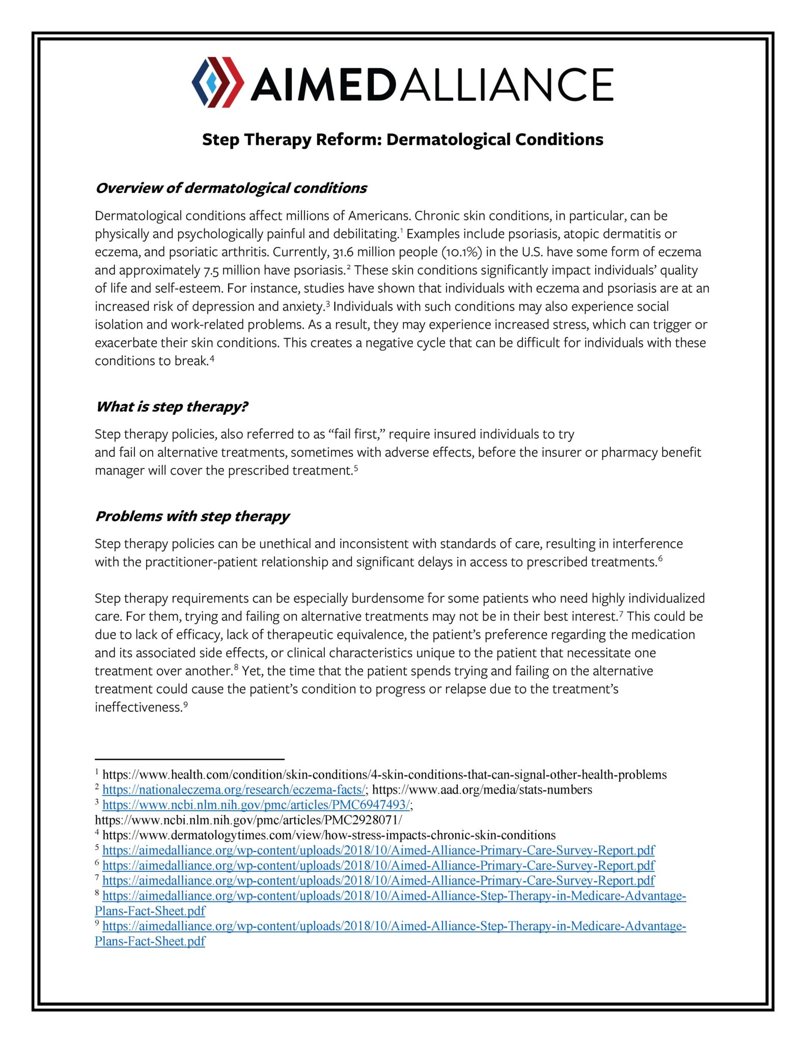 Step Therapy Reform: Dermatological Conditions