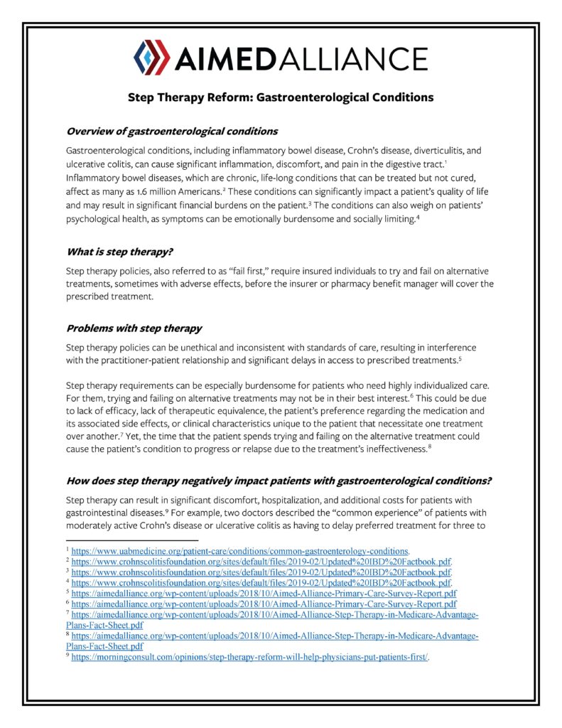 Step Therapy Reform: Gastroenterological Conditions - Aimed Alliance